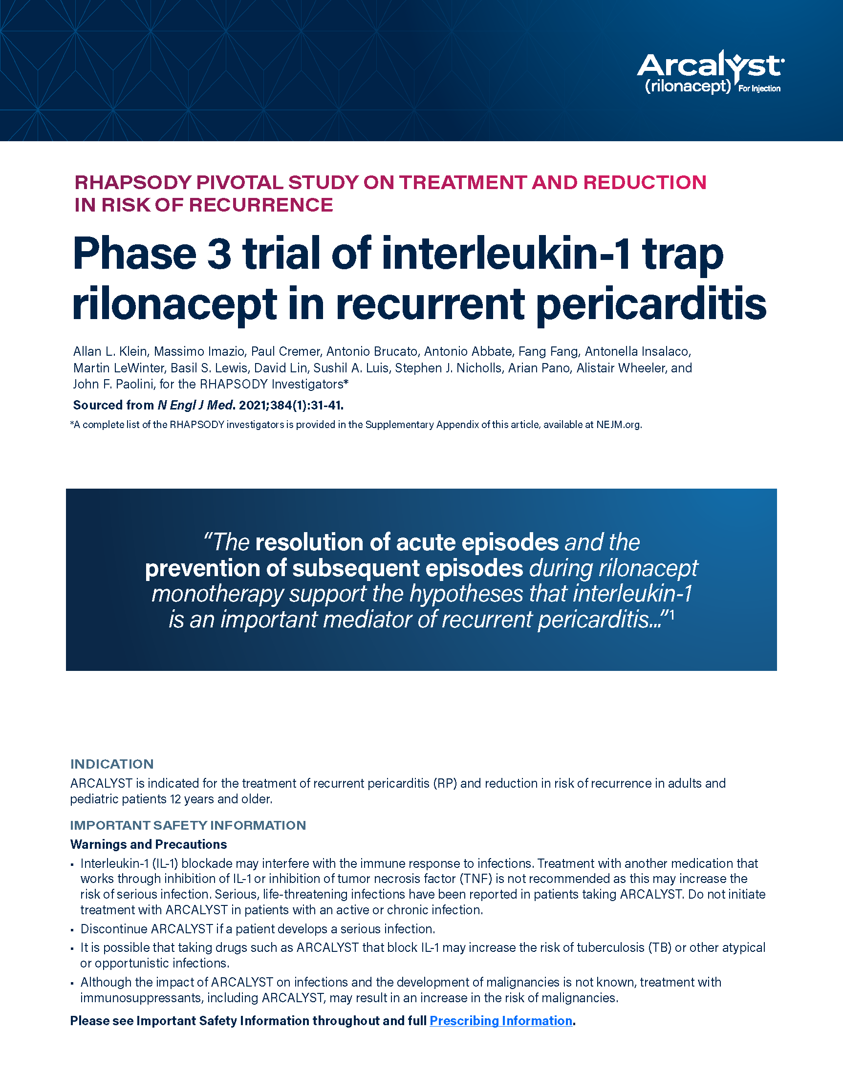 Access and Support | ARCALYST (rilonacept)